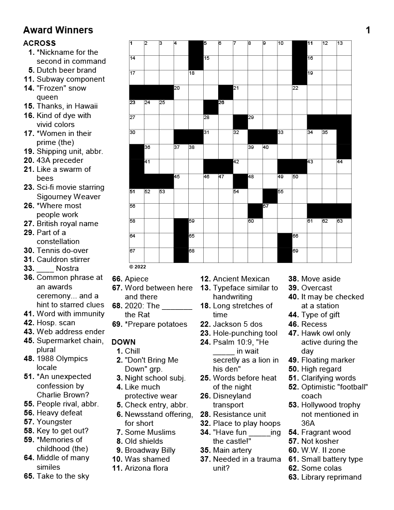 Sample Puzzles - Lorelei's Crosswords